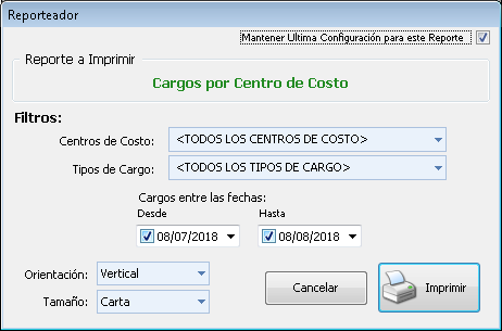 Cargos por Centro de Costo - Brilo ERP Docs